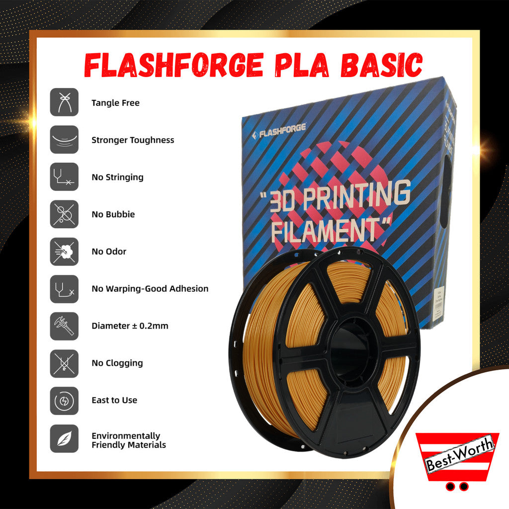 FlashForge PLA Basic 1.75mm 3D Printer Filament – 1KG Spool
